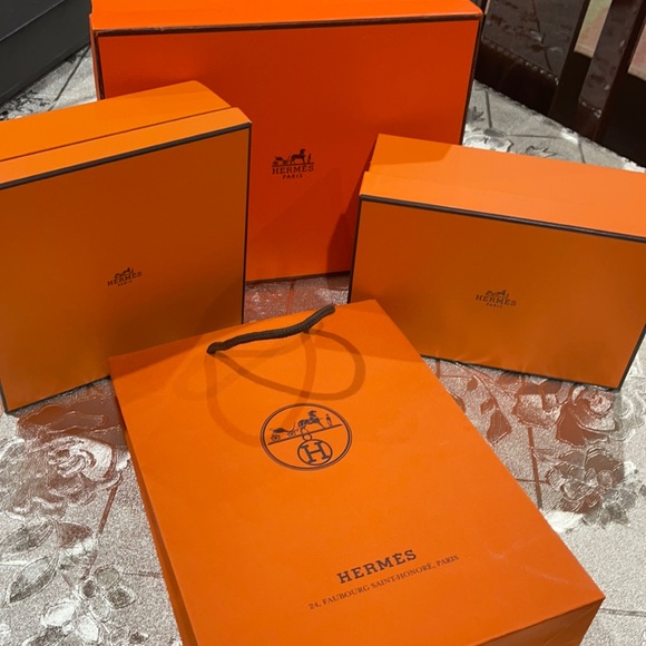 Hermes | Other | Herms Orange Packaging Boxes Shopping Bag | Poshmark